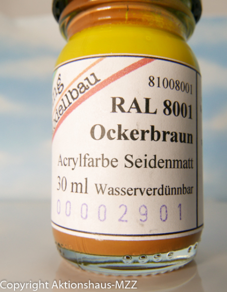 RAL 8001 Ockerbraun Acrylfarbe Seidenmatt - Hintergründe u. Modellautos MZZ